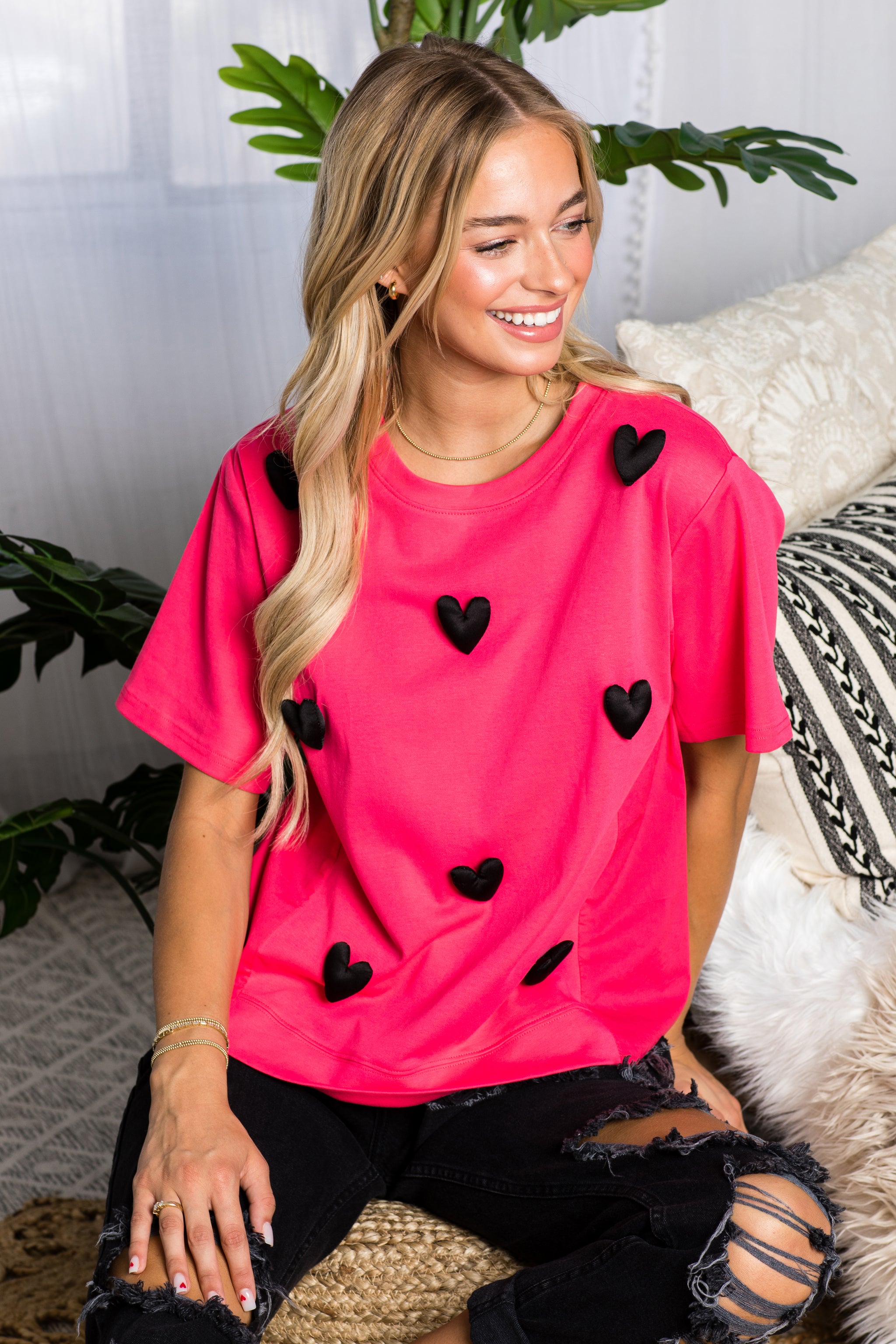 Renee Pointe Knit with Stuffed Puffy Hearts