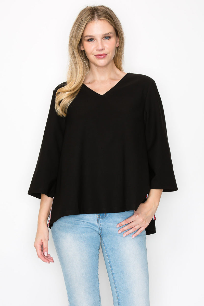 Kanna Knit Crepe Top with Contrast Stripes – Joh Apparel