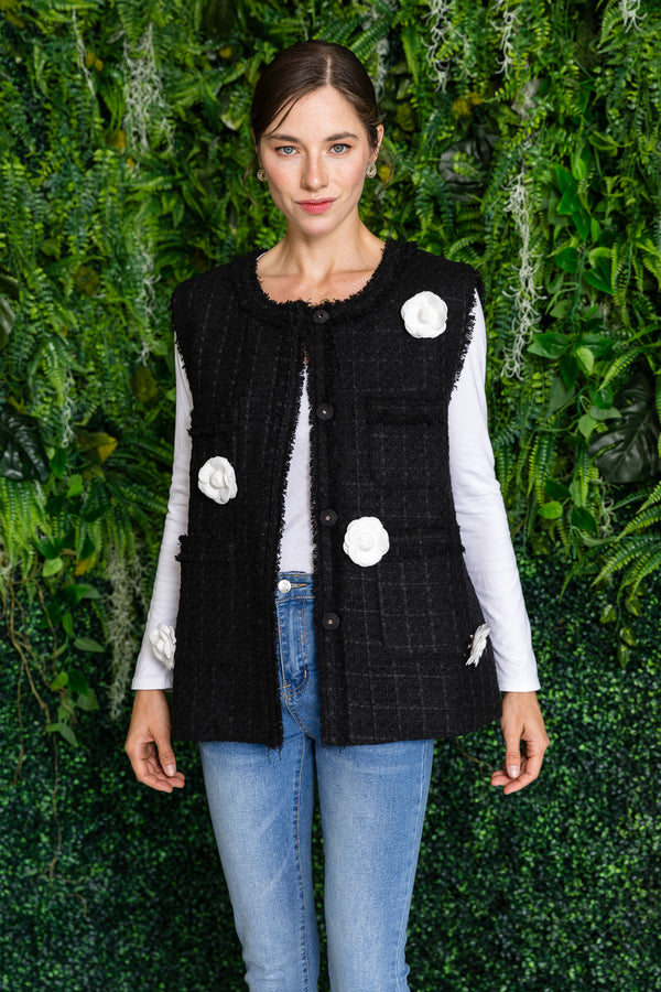 Jennifer Tweed Vest with Detachable Flowers