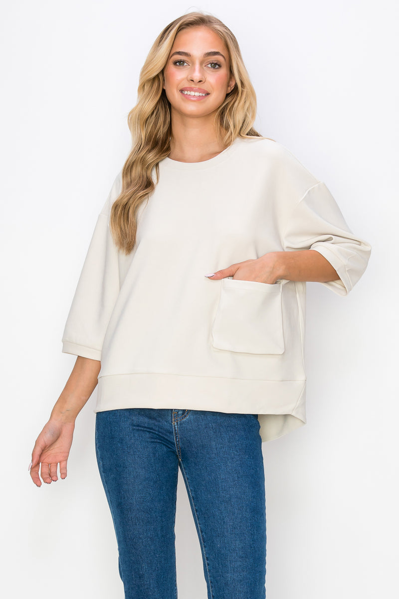 Karen Knit Crepe Top with Front Pocket – Joh Apparel